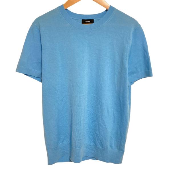 【商品名】23SS Theory セオリー REGAL WOOL BASIC TEE P ショートスリーブ ニット カットソー M ブルー【ブランド】theory セオリー【対象】レディース【ランク】SA ※若干の使用感はあるが、全体的に状...