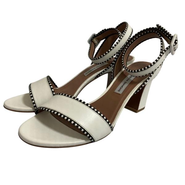 【商品名】TABITHA SIMMONS タビサシモンズ アンクルストラップ レザー サンダル サイズ37.5 24.5cm相当 ホワイト【ブランド】TABISA タビサ【対象】レディース【ランク】SA ※若干の使用感はあるが、全体的に状態...