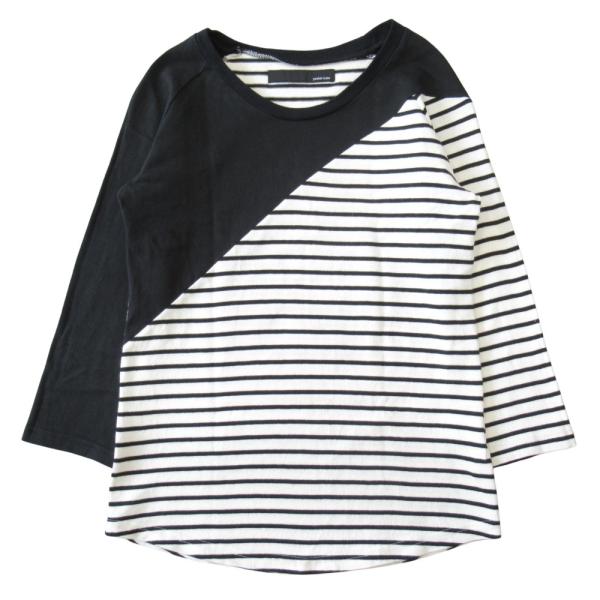 【商品名】yoshio kubo ヨシオクボ ボーダー ラグラン Tシャツ カットソー 七分袖 サイズ1 ホワイト/ブラック【ブランド】yoshio kubo ヨシオクボ【対象】メンズ【ランク】SA ※若干の使用感はあるが、全体的に状態の良...
