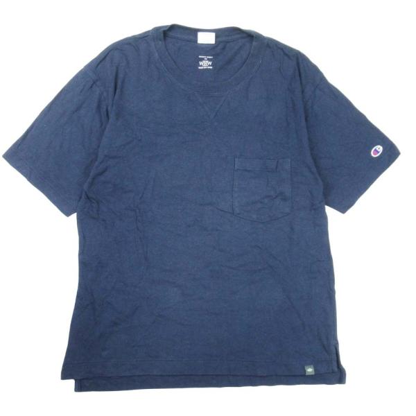 【商品名】Champion × WORK NOT WORK チャンピオン ポケT Tシャツ 半袖 Vガゼット ロゴワッペン カットソー M 紺 ネイビー【ブランド】Champion チャンピオン【対象】ユニセックス【ランク】SA ※若干の使...