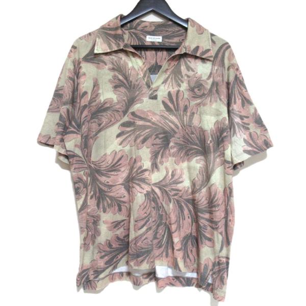 【商品名】DRIES VAN NOTEN ドリスヴァンノッテン ボタニカル柄 半袖 スキッパー ポロシャツ XLサイズ ベージュ×ピンク【ブランド】DRIES VAN NOTEN ドリスヴァンノッテン【対象】メンズ【ランク】SA ※若干の使...