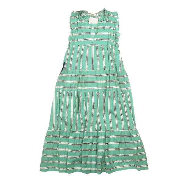 【商品名】17SS MYLAN マイラン リゾート ワンピース マルチストライプ ロング ノースリーブ シルク混 MY17SS-OP009 グリーン F【ブランド】MYLAN マイラン【対象】レディース【ランク】SA ※若干の使用感はあるが...