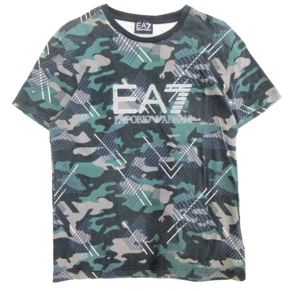 【商品名】EMPORIO ARMANI エンポリオアルマーニ カモフラ 迷彩 Tシャツ カットソー 半袖 3YPTL5 JD6Z サイズS 黒 ブラック 緑 グリーン【ブランド】Emporio Armani エンポリオ・アルマーニ【対象】メ...