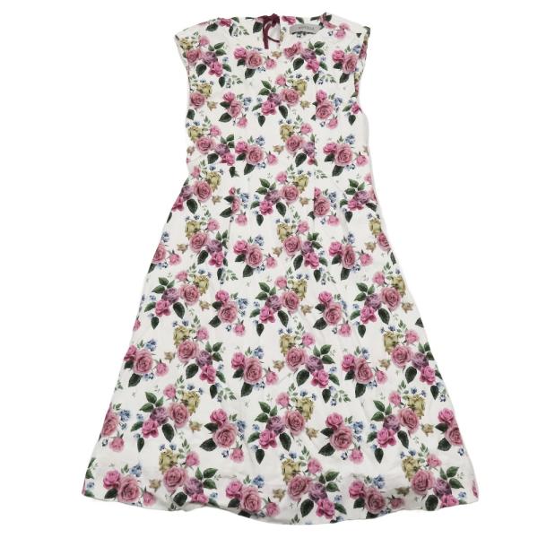 【商品名】MARELLA マレーラ 花柄 ノースリーブ ワンピース フレアスカート ハーフ 膝丈 バックリボン カットソー ホワイト ピンク【ブランド】MARELLA マレーラ【対象】レディース【ランク】SA ※若干の使用感はあるが、全体的...