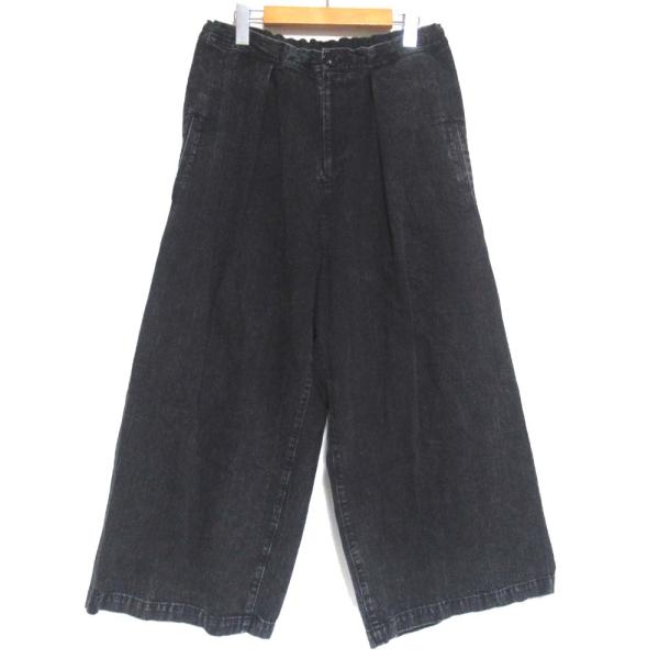 【商品名】25SS Y's ワイズ ヨウジヤマモト 8OZ BLEACHED DENIM FRONT TUCKED WIDE PANTS ドローストリング ワイドデニムパンツ 2 ブラック【ブランド】Y's ワイズ【対象】ユニセックス【ラン...