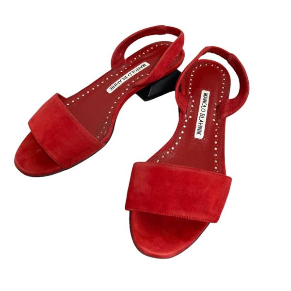 【商品名】MANOLO BLAHNIK マノロブラニク CLESSI スエードレザー オープントゥ スリングバックサンダル サイズ34 約21cm レッド【ブランド】MANOLO BLAHNIK マノロブラニク【対象】レディース【ランク】A...