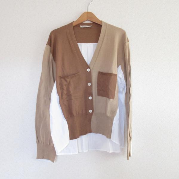 【商品名】KASH イタリア製 Vネック パターンニットカーディガン 44 ベージュ ブラウン【ブランド】no brand ノーブランド【対象】レディース【ランク】SA ※若干の使用感はあるが、全体的に状態の良い商品【カラー】ベージュ×ブラ...