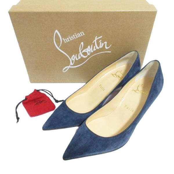 【商品名】Christian Louboutin クリスチャンルブタン KATE55 VEAU VELOURS ポインテッドトゥ パンプス サイズ35 約22.5cm ネイビー【ブランド】Christian Louboutin クリスチャン...