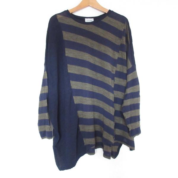 【商品名】pas de calais パドカレ オンライン限定 綿ウールボーダー ワイドプルオーバー 長袖 カットソー 1371 36 ネイビー カーキ【ブランド】pas de calais パドカレ【対象】レディース【ランク】SA ※若干...