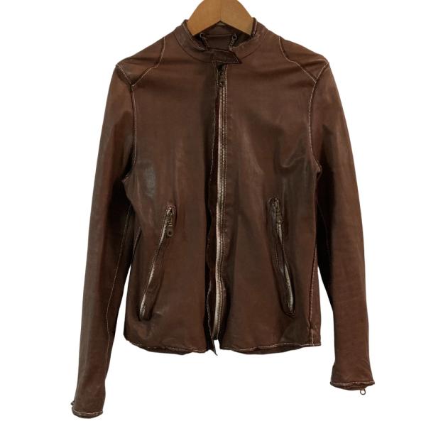 【商品名】Sisii シシ レザーシングルライダースジャケット ブラウン【ブランド】sisii シシ【対象】レディース【ランク】A ※使用感はあるが、傷や汚れの少ない商品【カラー】ブラウン【表記サイズ】不明【実寸サイズ】身幅43cm、着丈5...