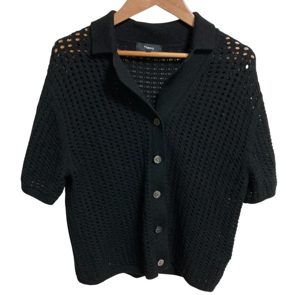 【商品名】24AW Theory セオリー SUPER WOOL 2 SHRUNKEN CAMP メッシュニットシャツ ブラウス Sサイズ ブラック【ブランド】theory セオリー【対象】レディース【ランク】SA ※若干の使用感はあるが、...