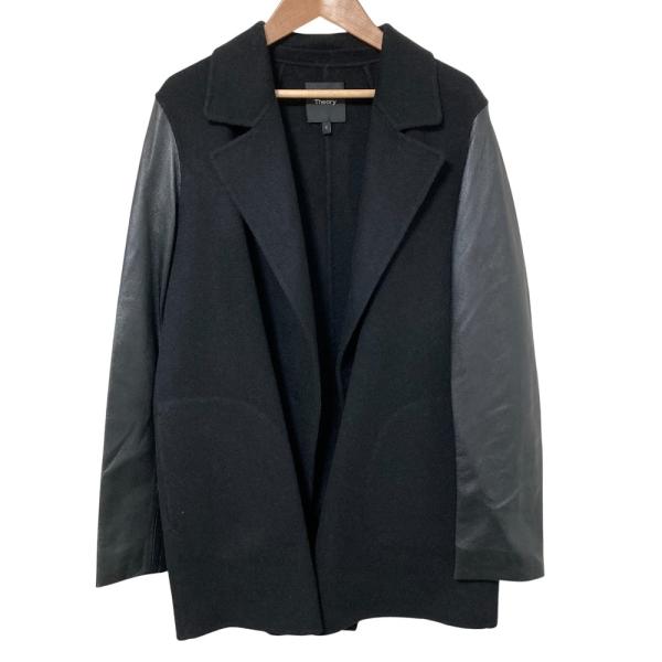 【商品名】theory セオリー CLAIRENE C_NEW DIVIDE LUXE レザー切替 ハーフコート ジャケット Sサイズ ブラック【ブランド】theory セオリー【対象】レディース【ランク】SA ※若干の使用感はあるが、全体...