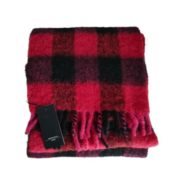 【商品名】Weekend Max Mara ウィークエンド マックスマーラ CHIFFON チェック柄 ロング フリンジマフラー レッド【ブランド】MAX MARA WEEK END LINE マックスマーラ ウィークエンドライン【対象】レ...