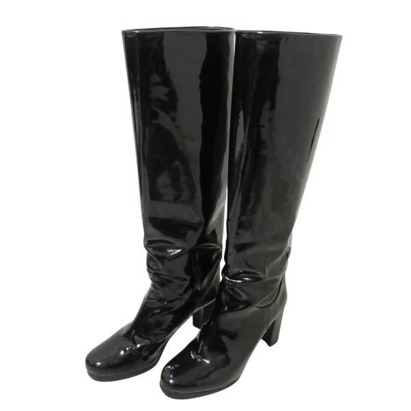 【商品名】Stuart Weitzman スチュワートワイツマン パテントレザー ロングブーツ サイズ38 約24cm ブラック【ブランド】STUART WEITZMAN スチュートワイツマン【対象】レディース【ランク】SA ※若干の使用感...