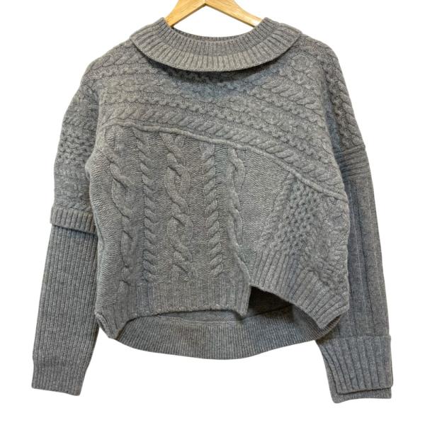 【商品名】ENFOLD エンフォルド サイドスリット ワイドセーター ケーブルニット 300DS970-0900 サイズ38 グレー【ブランド】ENFOLD エンフォルド【対象】レディース【ランク】SA ※若干の使用感はあるが、全体的に状態...