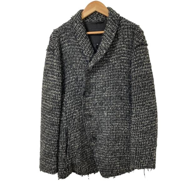 【商品名】pas de calais パドカレ モヘアブレンド ショールカラー シャギージャケット サイズ36 ブラック×グレー【ブランド】pas de calais パドカレ【対象】レディース【ランク】A ※使用感はあるが、傷や汚れの少な...