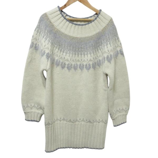 【商品名】25AW Herlipto ハーリップトゥ Heart Fair Isle Knit Mini Dress 長袖 ミニ丈 ニット ワンピース 1254205163 S ホワイト グレー 【ブランド】Herlipto ハーリップトゥ...