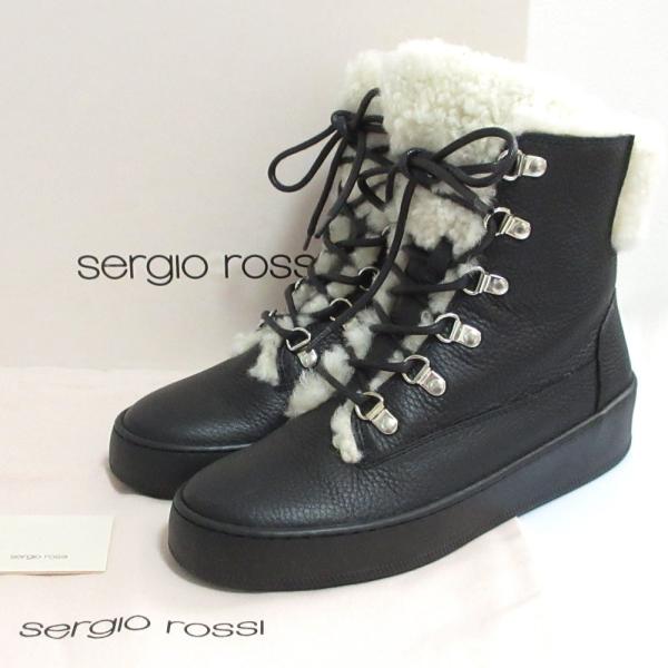 【商品名】sergio rossi セルジオロッシ SR WINNIE レースアップ ムートンブーツ 37 23.5cm相当 ブラック【ブランド】Sergio Rossi セルジオロッシ【対象】レディース【ランク】SA ※若干の使用感はある...