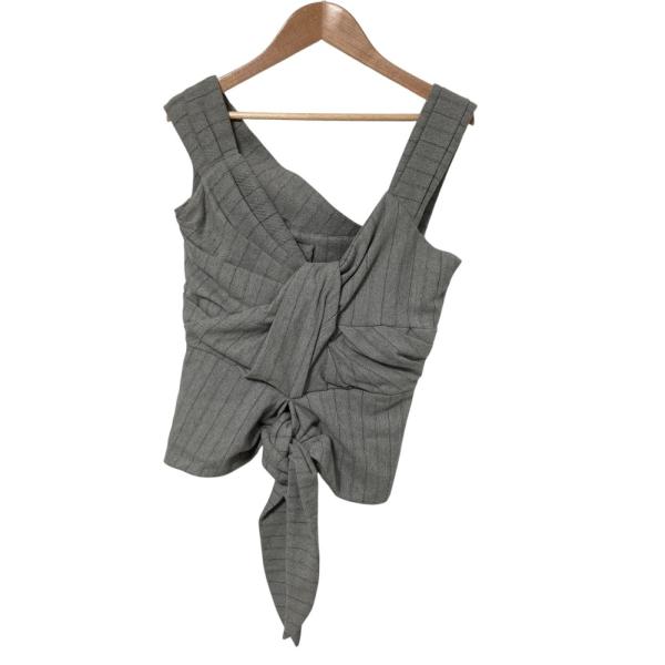 【商品名】ISABEL MARANT イザベルマラン ストライプ ウール シャーリング リボンブラウス 17H0121 サイズ38 グレー【ブランド】ISABEL MARANT イザベルマラン【対象】レディース【ランク】A ※使用感はあるが...
