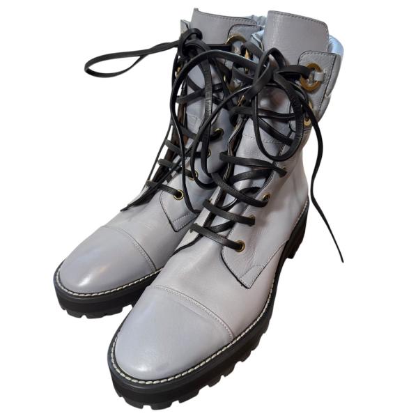 【商品名】STUART WEITZMAN スチュアートワイツマン レザー レースアップ ショートブーツ 6 1/2 23.5cm相当 グレー系【ブランド】STUART WEITZMAN スチュートワイツマン【対象】レディース【ランク】A ※...