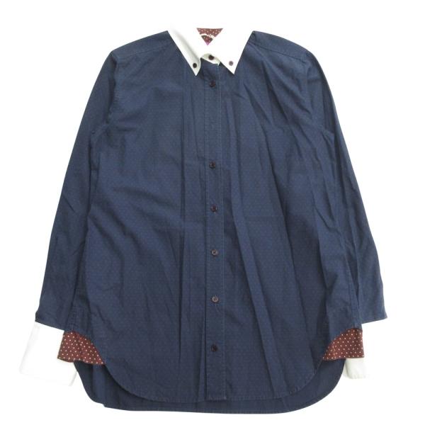【商品名】PAUL SMITH CARNABY ポールスミス カーナビー ドット柄 クレリック シャツ 水玉 長袖 ブラウス SIZE40 紺 ネイビー【ブランド】Paul Smith ポール・スミス【対象】レディース【ランク】B ※使用感...