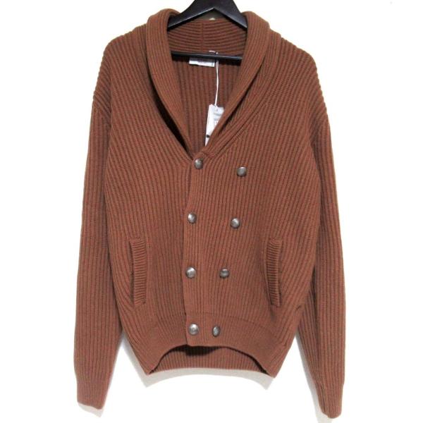 【商品名】FERRANTE フェランテ Super120'S メリノウール カシミヤブレンド ダブルブレスト ニットジャケット カーディガン 50 ブラウン【ブランド】FERRANTE フェランテ【対象】メンズ【ランク】S ※ほとんど使用が...