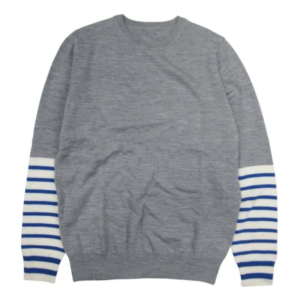 【商品名】14aw uniform experiment ユニフォームエクスペリメント ボーダー 切替 ニット クルーネック 長袖 セーター 2 グレー【ブランド】uniform experiment ユニフォームエクスペリメント【対象】メ...