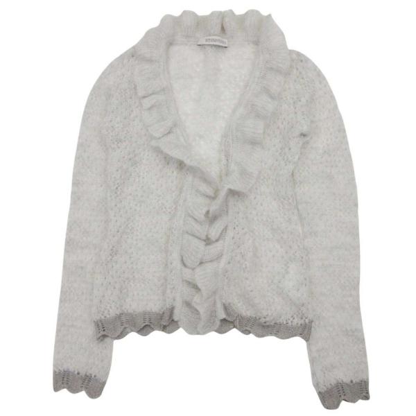 【商品名】ERMANNO SCERVINO エルマノシェルビーノ ラッフルフリル モヘア カーディガン ボレロ セーター 羽織 40 グレー系【ブランド】ERMANNO SCERVINO エルマンノ シェルヴィーノ【対象】レディース【ランク...