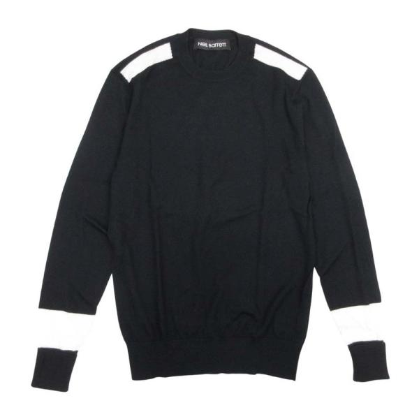 【商品名】NEIL BARRETT ニールバレット シルクカシミヤ混 ロングスリーブ ハイゲージ ニット セーター S ブラック ホワイト【ブランド】NEIL BARRETT ニールバレット【対象】メンズ【ランク】A ※使用感はあるが、傷や...
