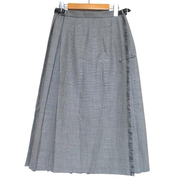 【商品名】O'NEIL of DUBLIN オニールオブダブリン グレンチェック柄 ウール プリーツ ラップスカート サイズ42 ブラック×ホワイト【ブランド】O'NEIL of DUBLIN オニールオブダブリン【対象】レディース【ランク...