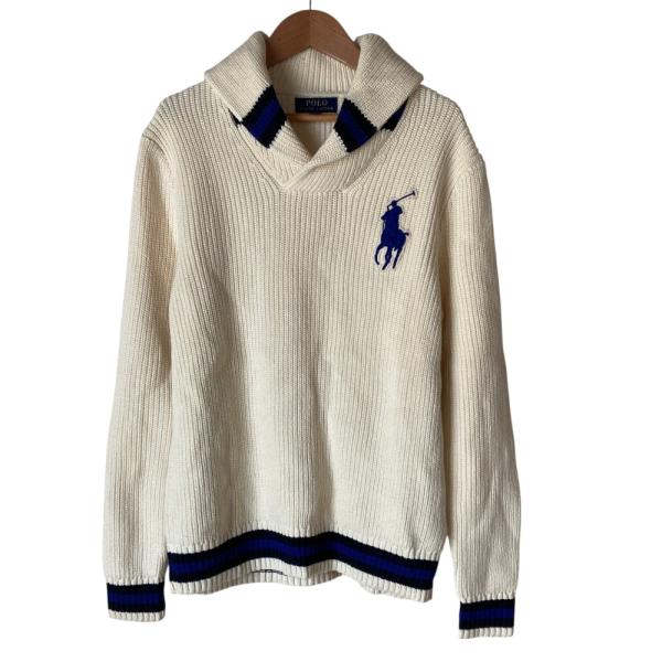 【商品名】POLO RALPH LAUREN ポロラルフローレン ビッグポニー ショールカラー ニット セーター キッズサイズ XL アイボリー【ブランド】POLO RALPH LAUREN ポロ・ラルフローレン【対象】キッズ【ランク】SA...