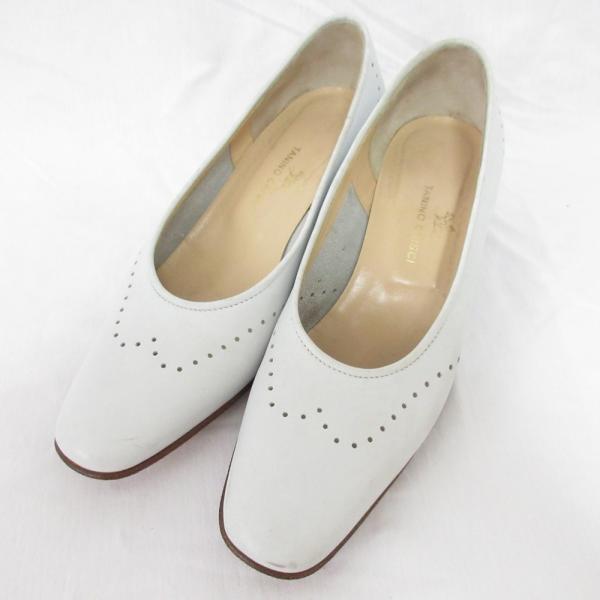【商品名】TANINO CRISCI タニノクリスチー パンチングデザイン チャンキーヒール スクエアトゥ パンプス 35.5 約22.5cm ホワイト 【ブランド】TANINO CRISCI タニノクリスティー【対象】レディース【ランク】...