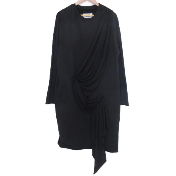 【商品名】22AW MM6 Maison Margiela メゾンマルジェラ Draped Minidress ドレープ マキシ丈 長袖 ドレス ワンピース S62CT0221 S ブラック【ブランド】Maison Margiela メゾン...
