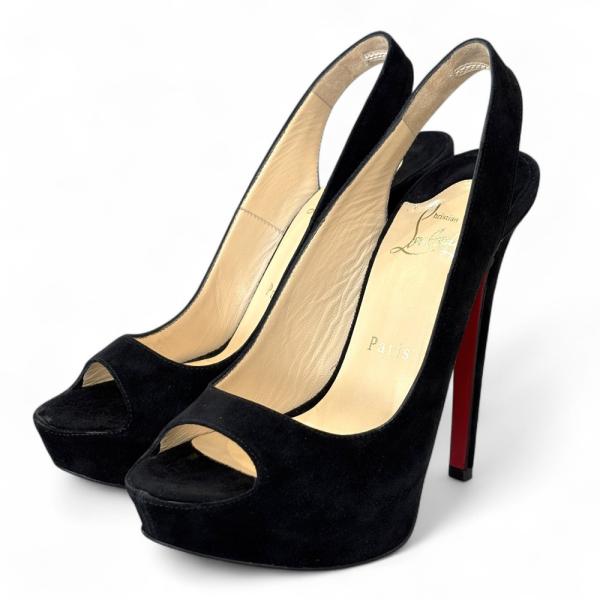 【商品名】Christian Louboutin クリスチャンルブタン CHEYENNE 140 スエード スリングバックパンプス サイズ36 23cm相当 ブラック【ブランド】Christian Louboutin クリスチャンルブタン【...