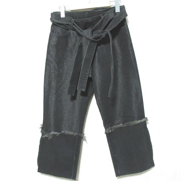 【商品名】MARQUES ALMEIDA マルケスアルメイダ フリンジ クロップド ワイド デニムパンツ 6 ブラック【ブランド】MARQUES ALMEIDA マルケスアルメイダ【対象】レディース【ランク】SA ※若干の使用感はあるが、全...