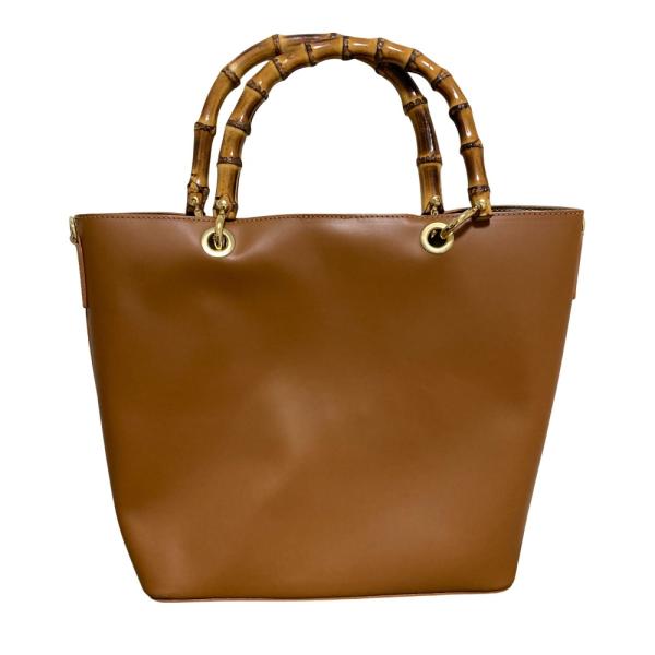 【商品名】BEVINI ベヴィニ バンブーハンドル レザー 2way トートバッグ キャメル【ブランド】BEVINI  ベヴィニ【対象】レディース【ランク】SA ※若干の使用感はあるが、全体的に状態の良い商品【カラー】キャメル【実寸サイズ】...