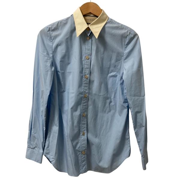 【商品名】GUCCI グッチ Popeline Shirt クレリックシャツ 686545 サイズ40 ライトブルー【ブランド】GUCCI グッチ【対象】レディース【ランク】A ※使用感はあるが、傷や汚れの少ない商品【カラー】ライトブルー【...