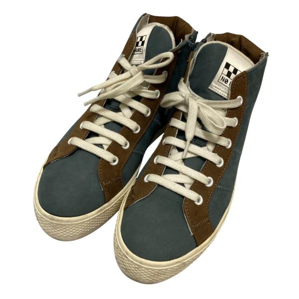 【商品名】NO NAME ノーネーム SHAKE MID CUT ヌバックレザー ミッドカット スニーカー サイズ37 約23.5cm ブルー ブラウン【ブランド】NO NAME ノーネーム【対象】レディース【ランク】A ※使用感はあるが、...