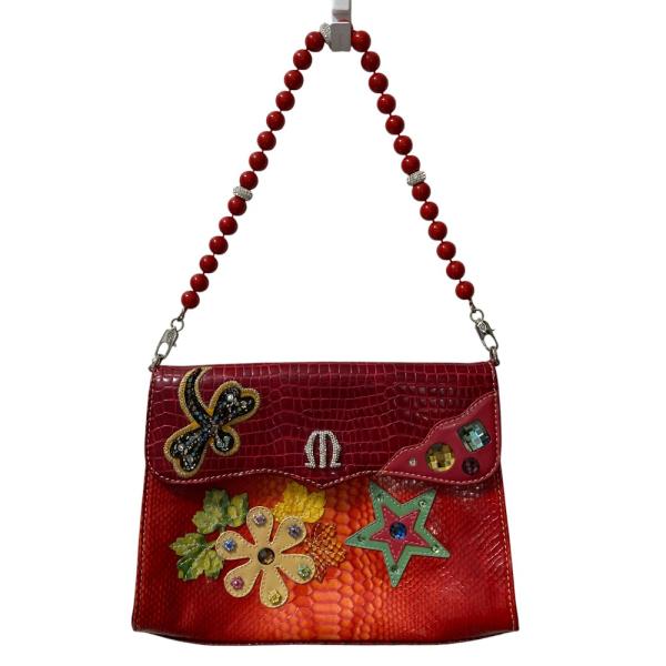 【商品名】Michelangelo ミケランジェロ アビステ取扱 パイソン型押しレザー ハンドバッグ アクセサリーバッグ レッド【ブランド】MICHELANGELO ミケランジェロ 【対象】レディース【ランク】SA ※若干の使用感はあるが、...