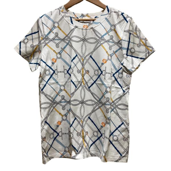 【商品名】HERMES エルメス parcours sans faute プリント Tシャツ カットソー size44 ホワイト【ブランド】HERMES エルメス【対象】レディース【ランク】SA ※若干の使用感はあるが、全体的に状態の良い商...