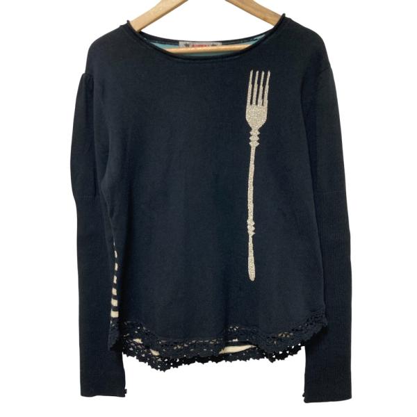 【商品名】OLLEBOREBLA ALBEROBELLO オレボレブラ アルベロベロ ぶたさん バックデザインニットカットソー ブラック【ブランド】OLLEBOREBLA オレボレブラ【対象】レディース【ランク】A ※使用感はあるが、傷や汚...