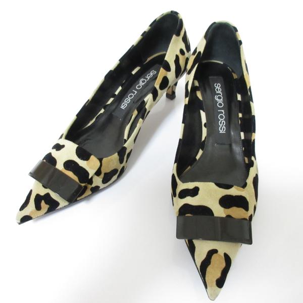 【商品名】Sergio Rossi セルジオロッシ SR1 045 レオパード スエード パンプス A78952 サイズ38 約24cm ベージュ【ブランド】Sergio Rossi セルジオロッシ【対象】レディース【ランク】B ※使用感や...