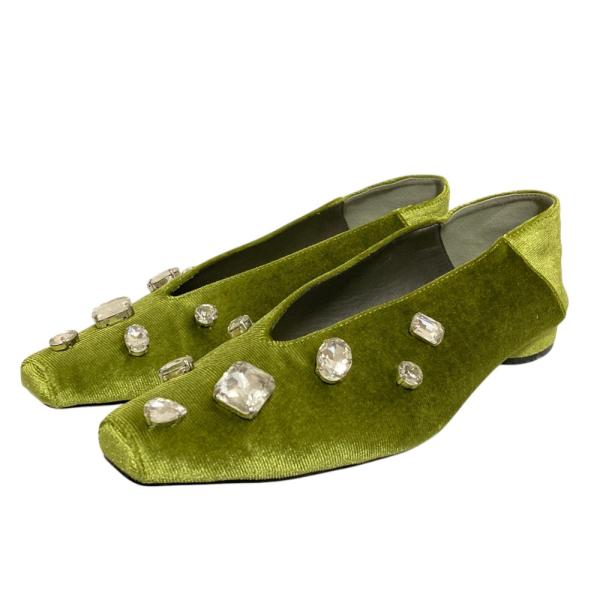 【商品名】AMERI VINTAGE アメリ ヴィンテージ UND BIJOU FLAT PUMPS フラットシューズ 02321290750 サイズM 23.5-24cm程度 グリーン【ブランド】Ameri VINTAGE アメリ ヴィン...