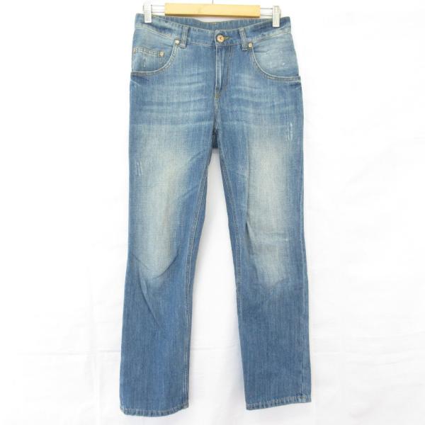 【商品名】BRUNELLO CUCINELLI ブルネロクチネリ レザーパッチ USED加工 ジーンズ デニムパンツ サイズ34 ライトブルー【ブランド】Brunello Cucinelli ブルネロクチネリ【対象】レディース【ランク】SA...