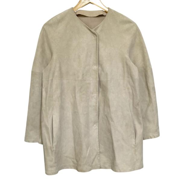【商品名】Max Mara Studio マックスマーラ ステュディオ ノーカラー レザーコート I40 ベージュ【ブランド】Max Mara STUDIO マックスマーラ ステュディオ【対象】レディース【ランク】SA ※若干の使用感はある...