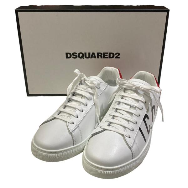 【商品名】DSQUARED2 ディースクエアード2 Vitello Stampa Icon New Tennis スニーカー SIZE39 24.5-25cm相当 ホワイト レッド【ブランド】DSQUARED2 ディースクエアード【対象】ユ...