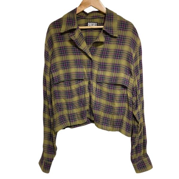 【商品名】DIESEL ディーゼル C-ADARA-LS ショート丈 チェック柄 シャツ XS カーキ パープル【ブランド】DIESEL ディーゼル【対象】レディース【ランク】SA ※若干の使用感はあるが、全体的に状態の良い商品【カラー】カ...