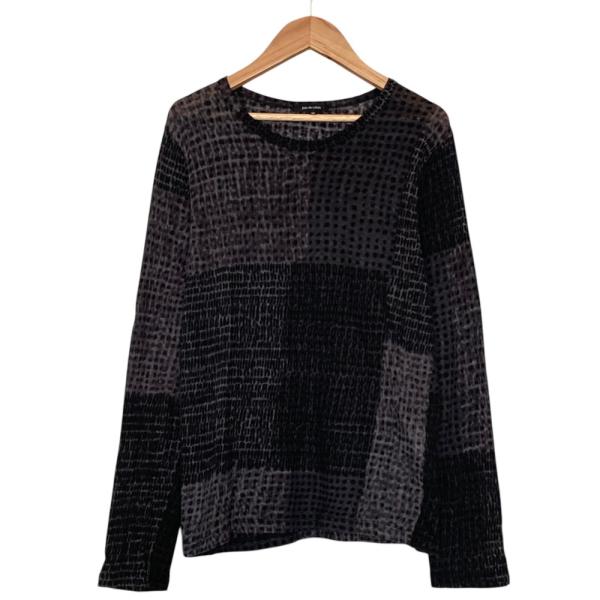 【商品名】pas de calais パドカレ Harmony ドットプリント ロングスリーブカットソー Tシャツ サイズ36 グレー ブラック【ブランド】pas de calais パドカレ【対象】レディース【ランク】SA ※若干の使用感...