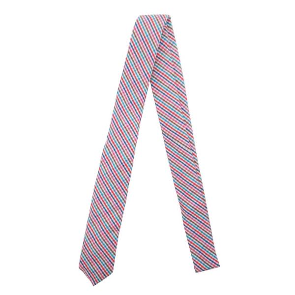 【商品名】CARVEN カルヴェン チェック コットン シアサッカー生地 ナローネクタイ 細ネクタイ マルチカラー CRAVATE CARRO【ブランド】CARVEN カルヴェン【対象】メンズ【ランク】NS ※新品同様の商品・未使用品【カラ...