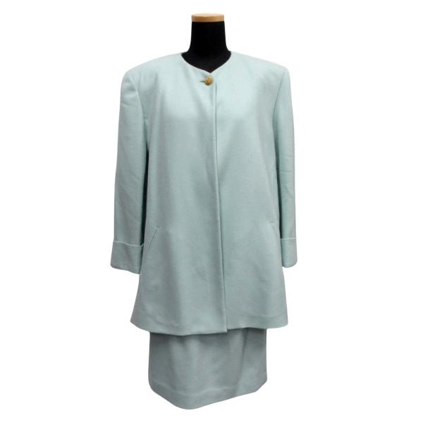 【商品名】ALPHA CUBIC アルファキュービック セットアップ スーツ ノーカラー ジャケット 一つ釦 セレモニー スカート 38 ライトグリーン【ブランド】ALPHA CUBIC アルファキュービック【対象】レディース【ランク】C ...